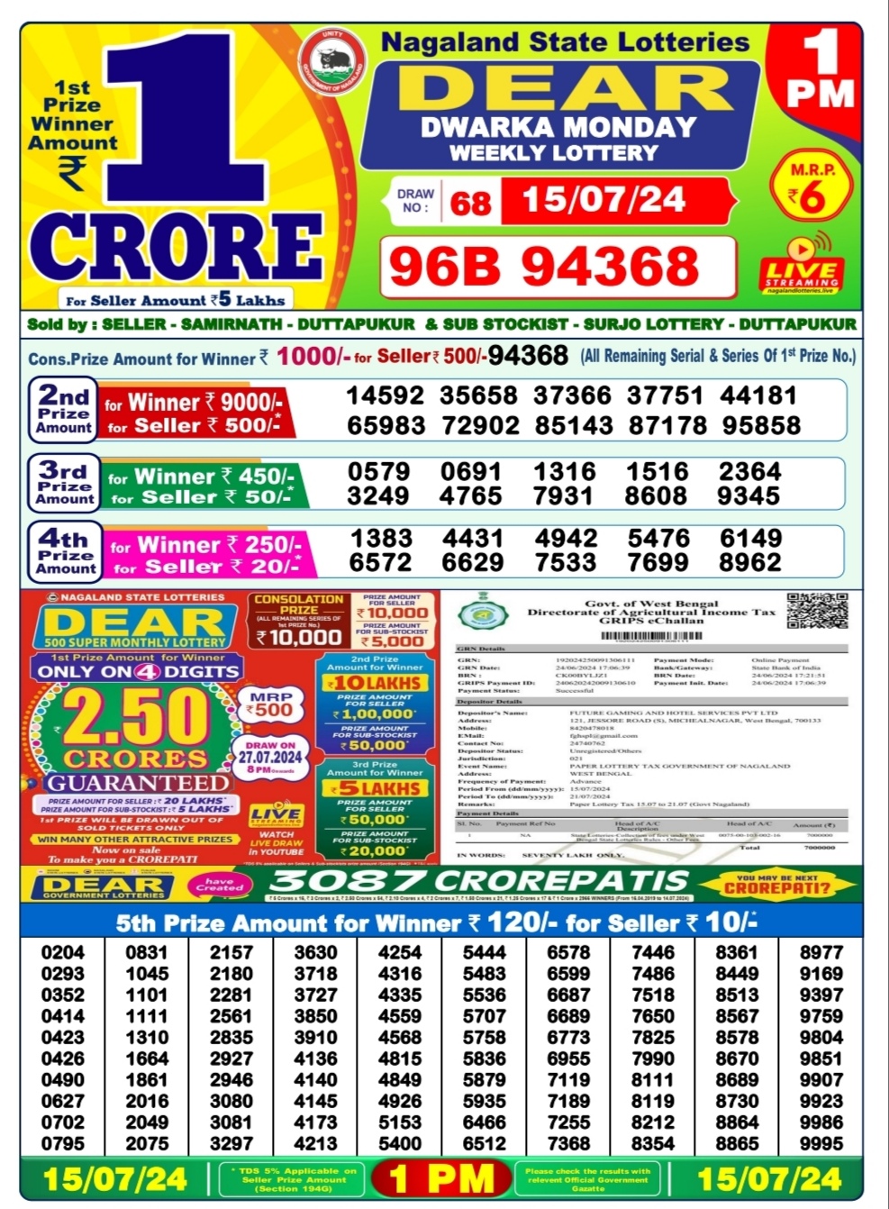 Dear Lottery Result Chart 11.55 Draw is now 1PM , 6PM , 8PM Dear Lottery Result Chart 11.55 Draw is now 1PM , 6PM , 8PM